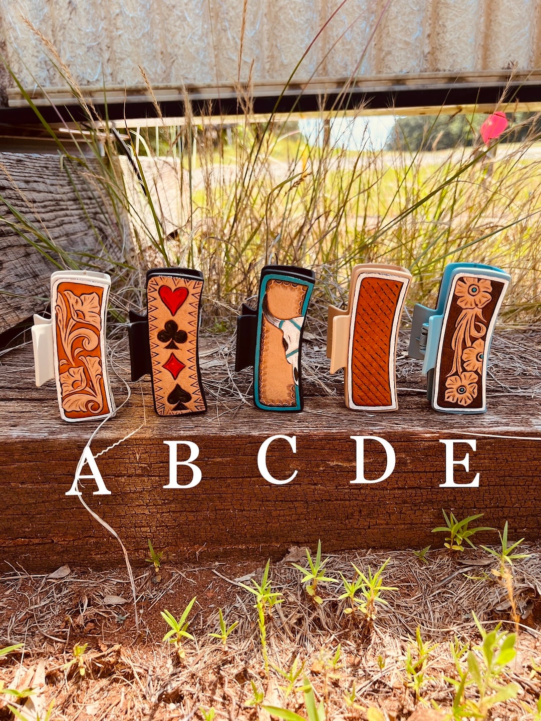 Western Tooled Leather Hair Claw - Etsy