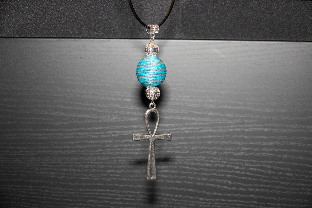 Ankh Pendant With Fabric and Metal Beads - Etsy