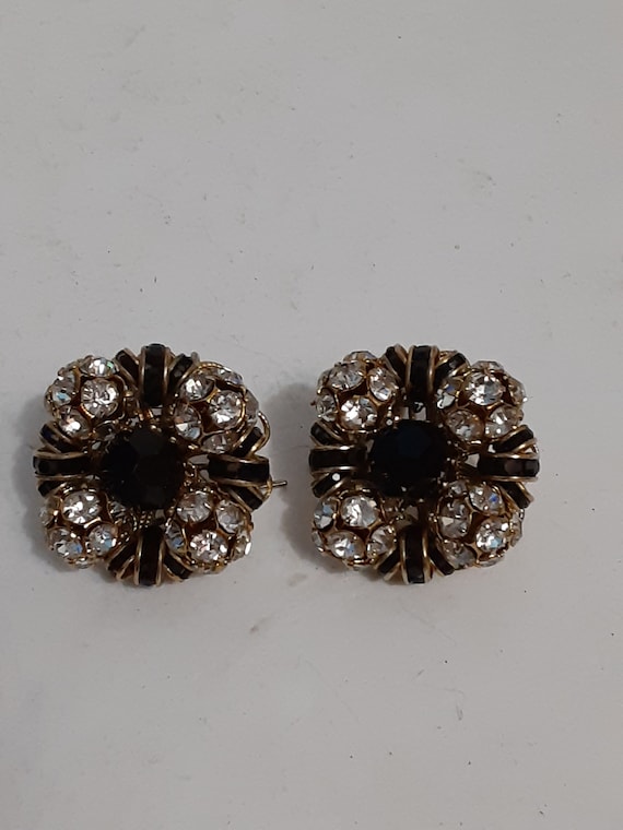 Mid-century Judith Mccann Wing Back Earrings Clear & Black - Etsy
