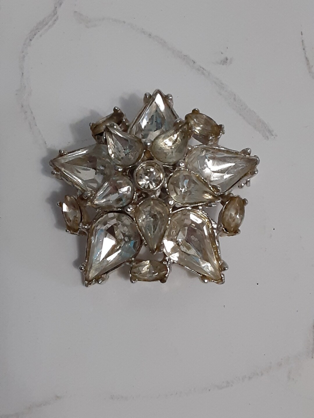 Mic Century Rhinestone Flower Brooch - Etsy