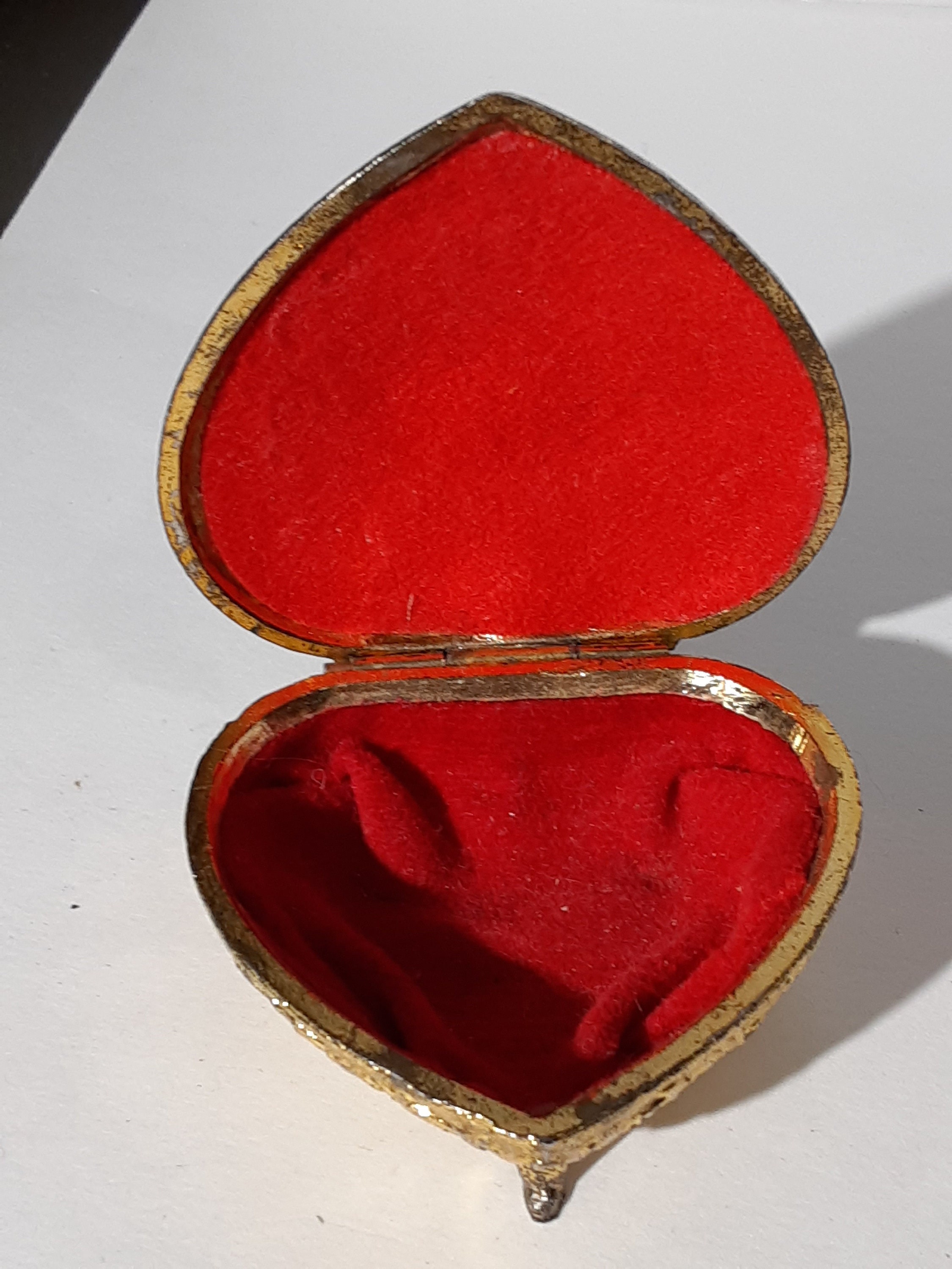 Vintage Japan Heart Pot Metal Jewelry Trinket Box Gold Tone - Etsy