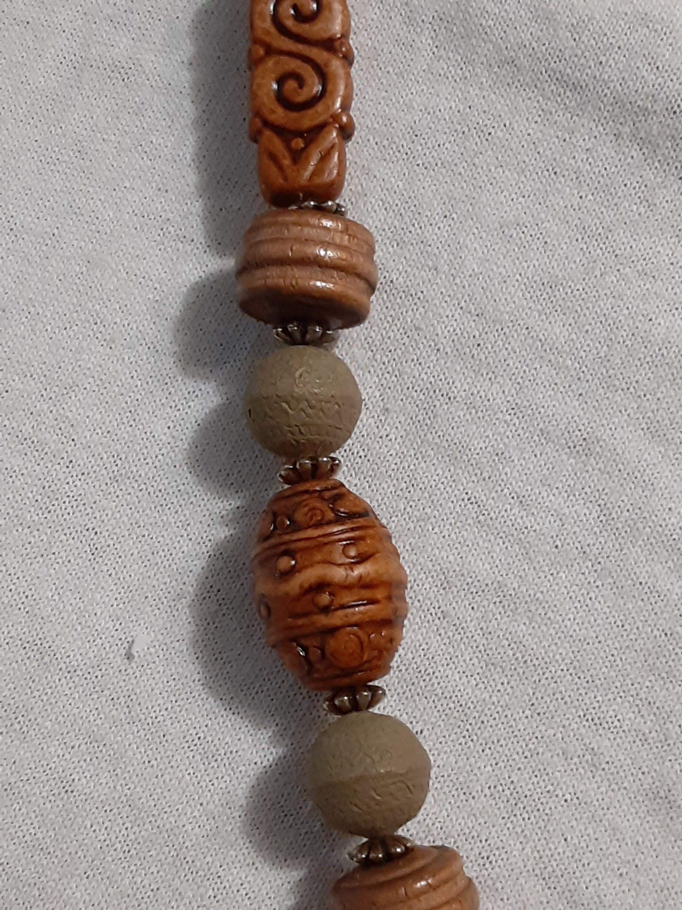 Vintage LR Signed Lady Remington Wood Bead Pendant Necklace 20" - Etsy