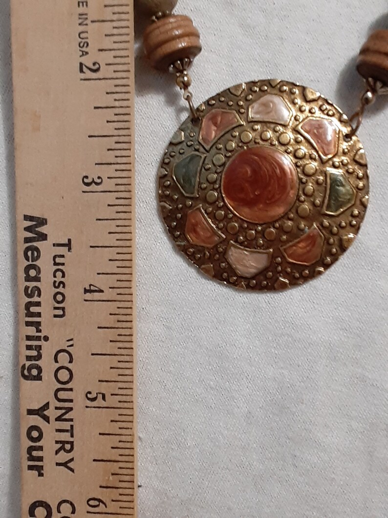 Vintage LR Signed Lady Remington Wood Bead Pendant Necklace 20" - Etsy