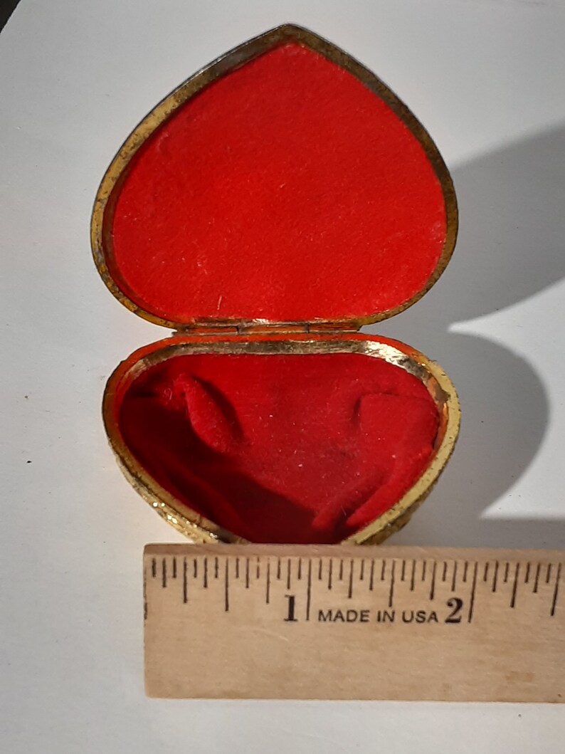 Vintage Japan Heart Pot Metal Jewelry Trinket Box Gold Tone - Etsy