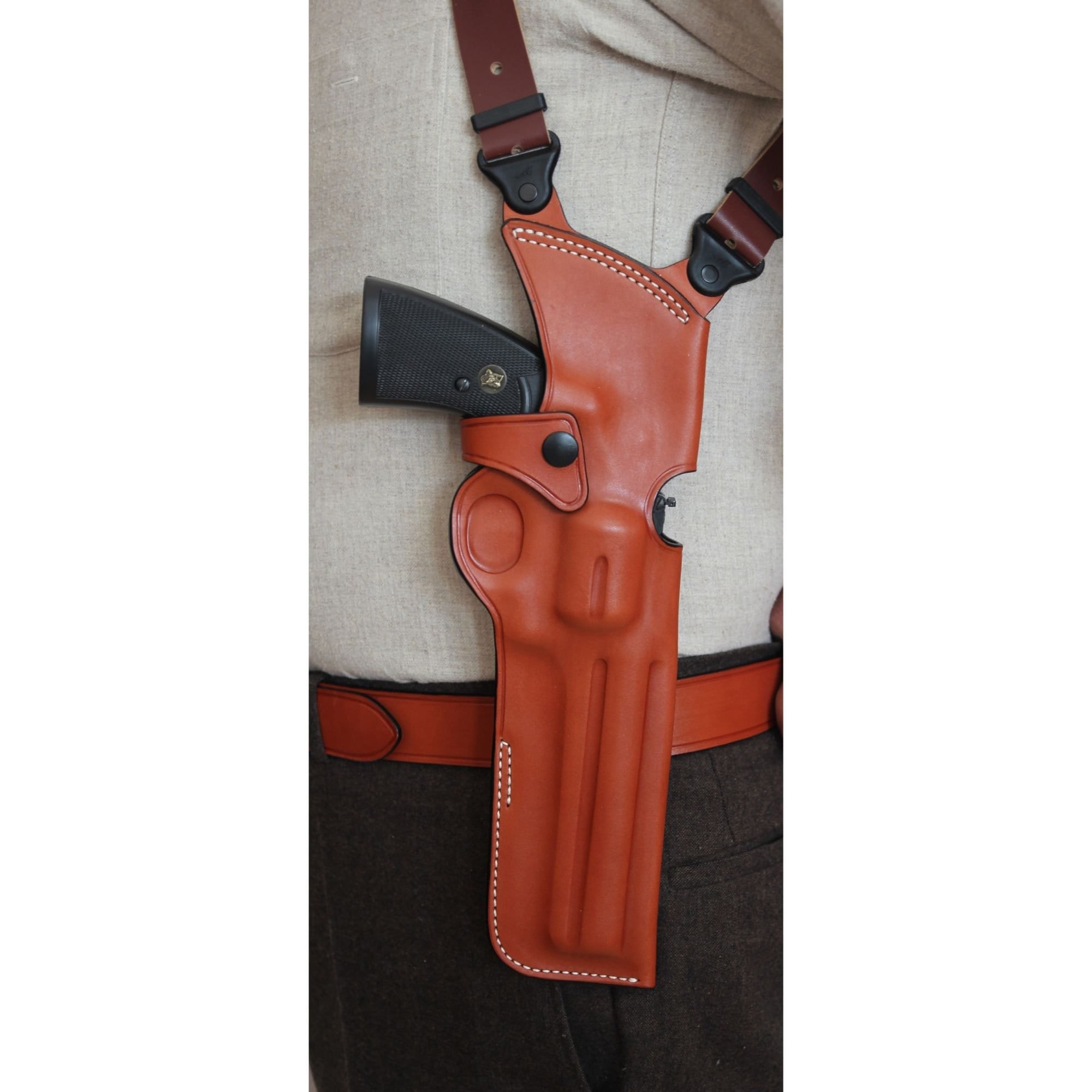 COLT 1911 5" Premium Leather Vertical Shoulder Holster Set With Double ...