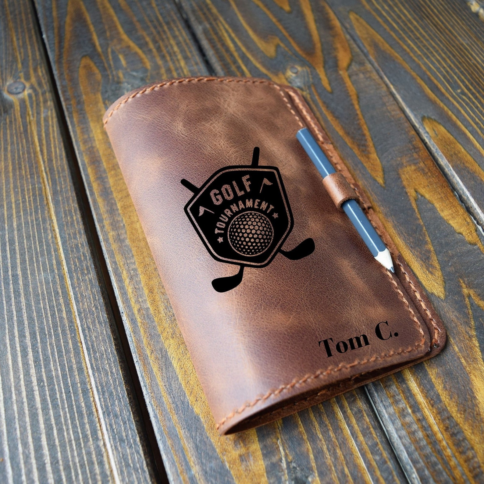 Personalized Leather Golf Scorecard & Yardage Book Holder, Custom Golf ...