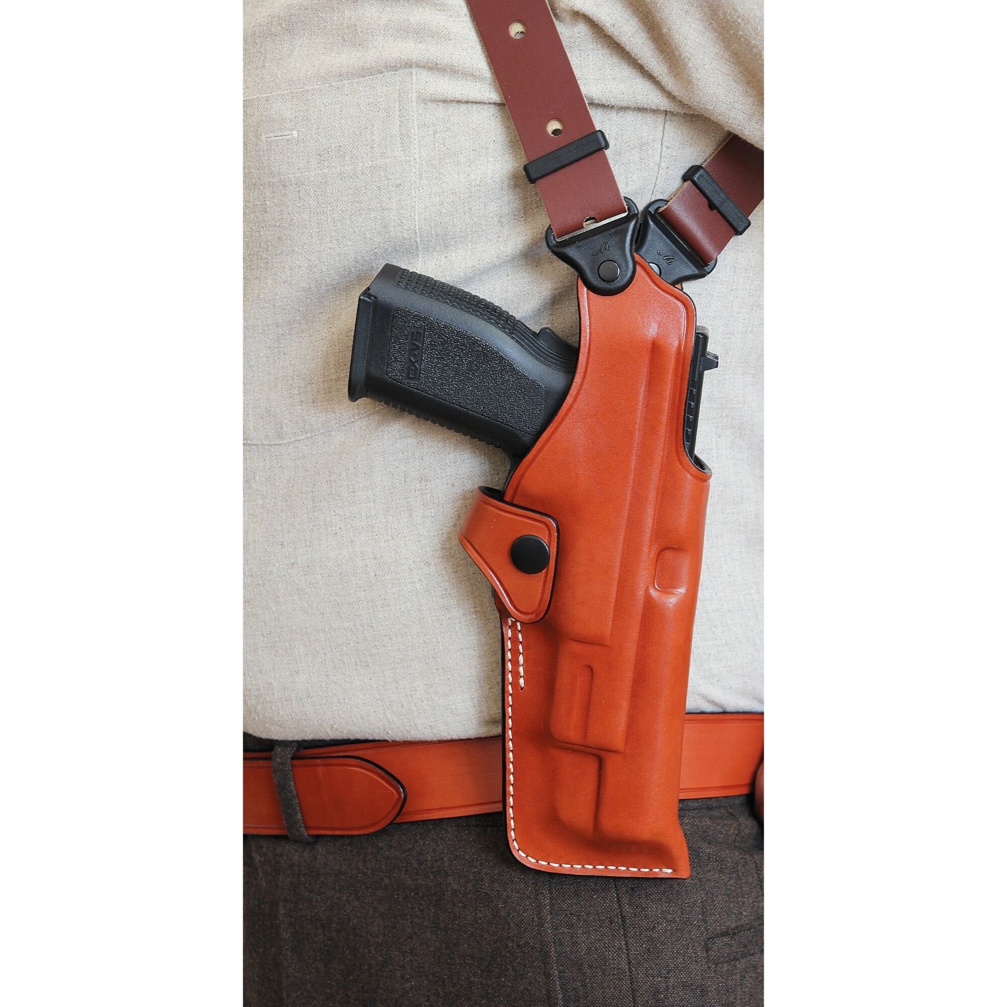 COLT 1911 5" Premium Leather Vertical Shoulder Holster Set With Double ...