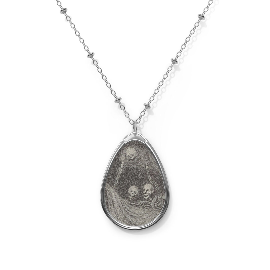 Skeleton Oval Necklace | Retro Halloween Necklace | Halloween Retro ...