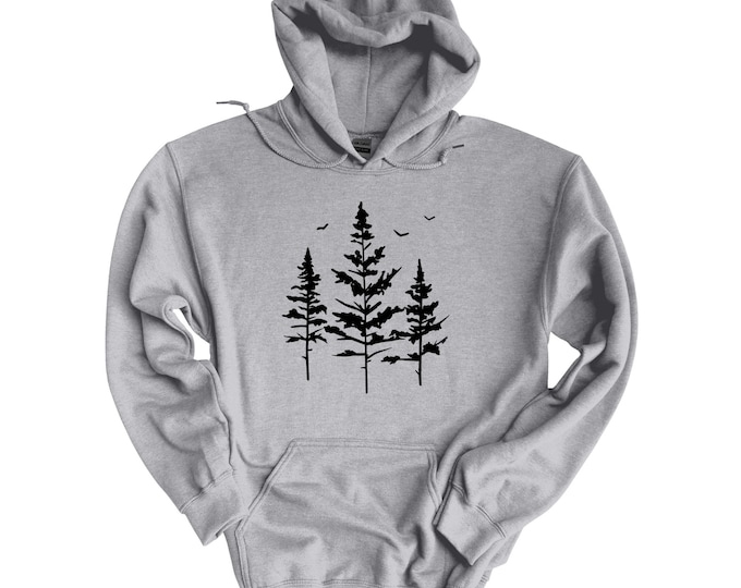 Pine Tree Hoodie, Evergreen Trees, Forest Sweatshirt, Tree Hoodie, Gift ...