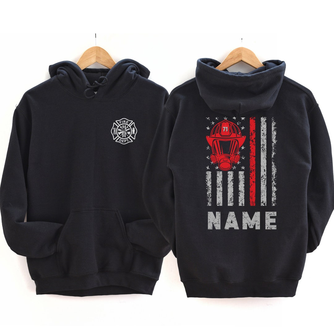 Custom Firefighter Hoodie | Thin Red Line Sweater | Personalized Gifts ...