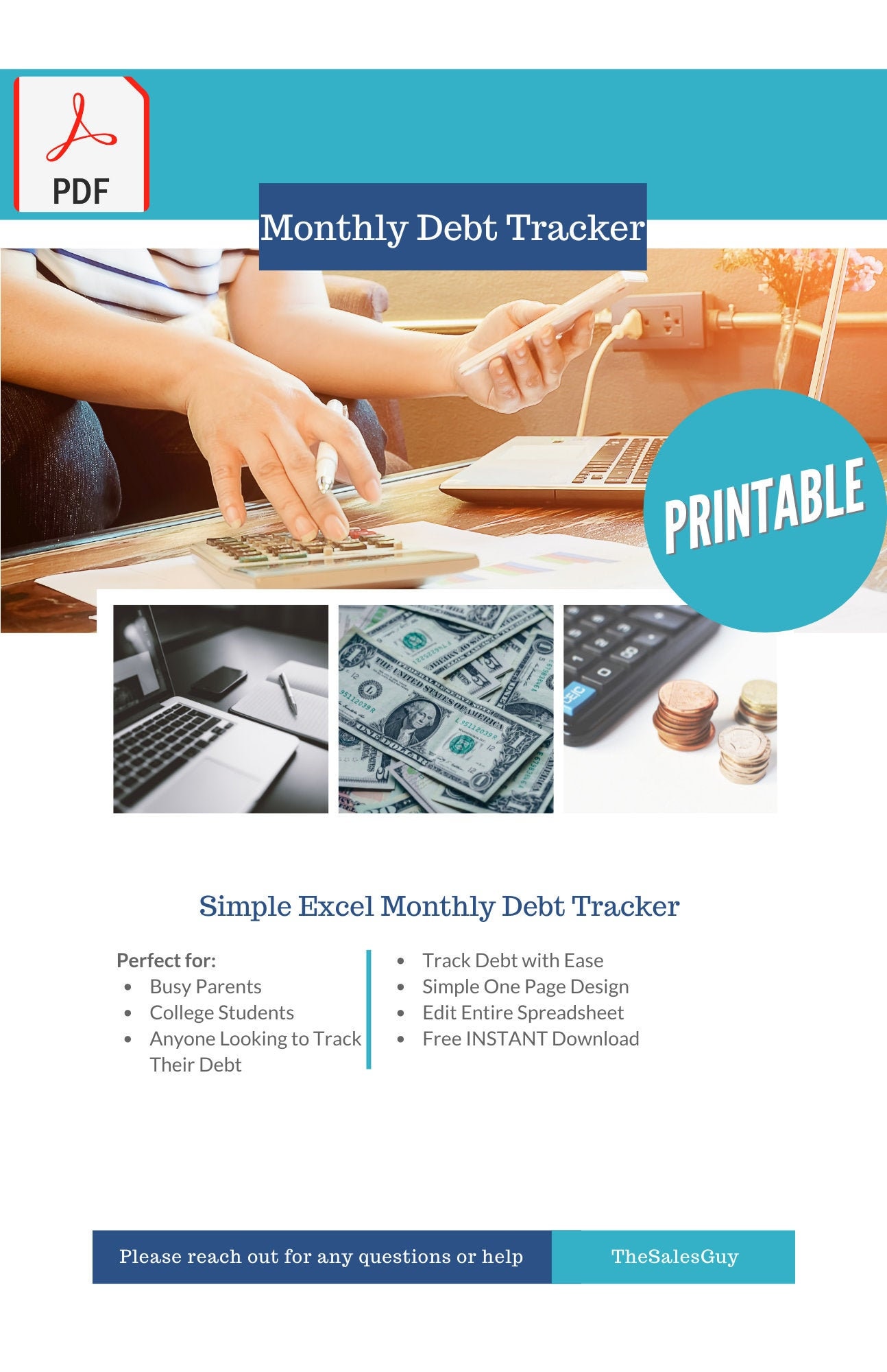 Monthly Debt Tracker-Printable PDF | Etsy