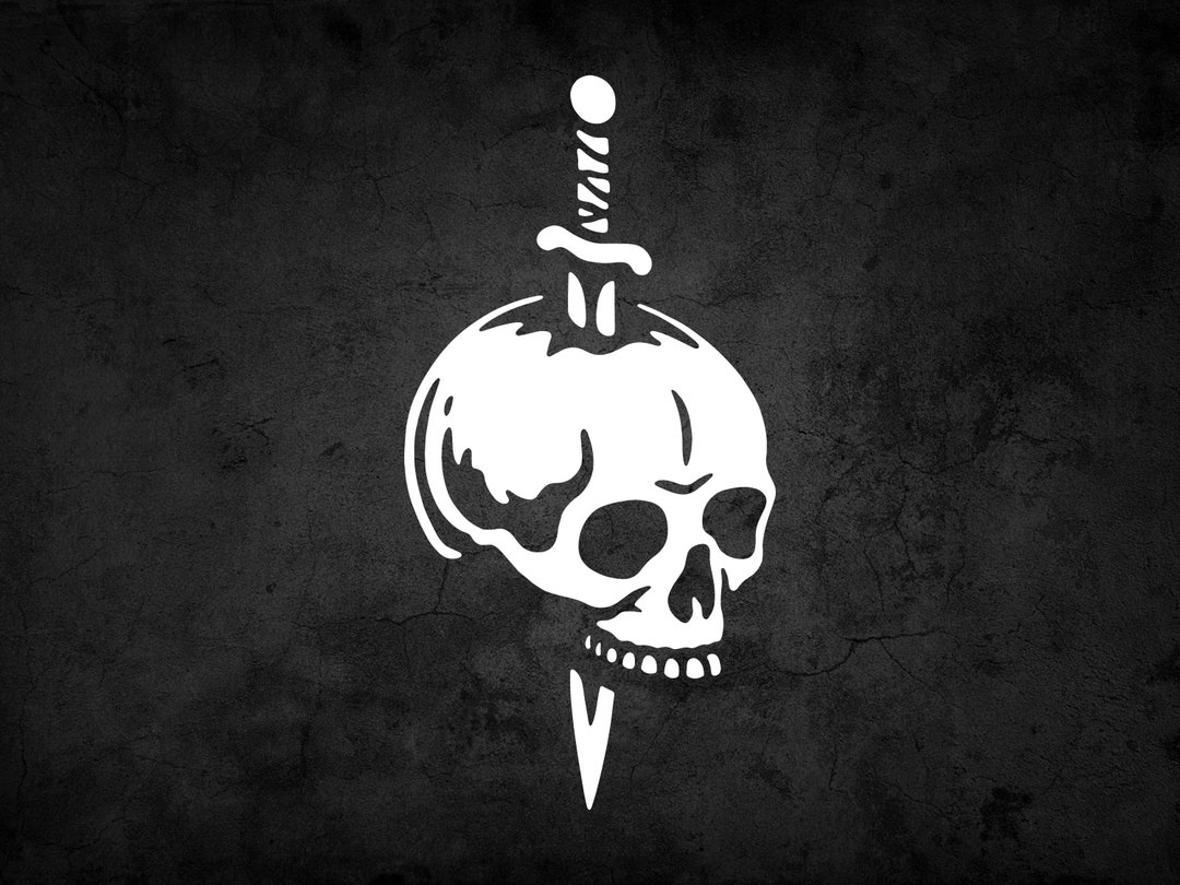 Skull and Knife Vinyl Decal Sticker, Car Decals, Motorcycle Decal ...