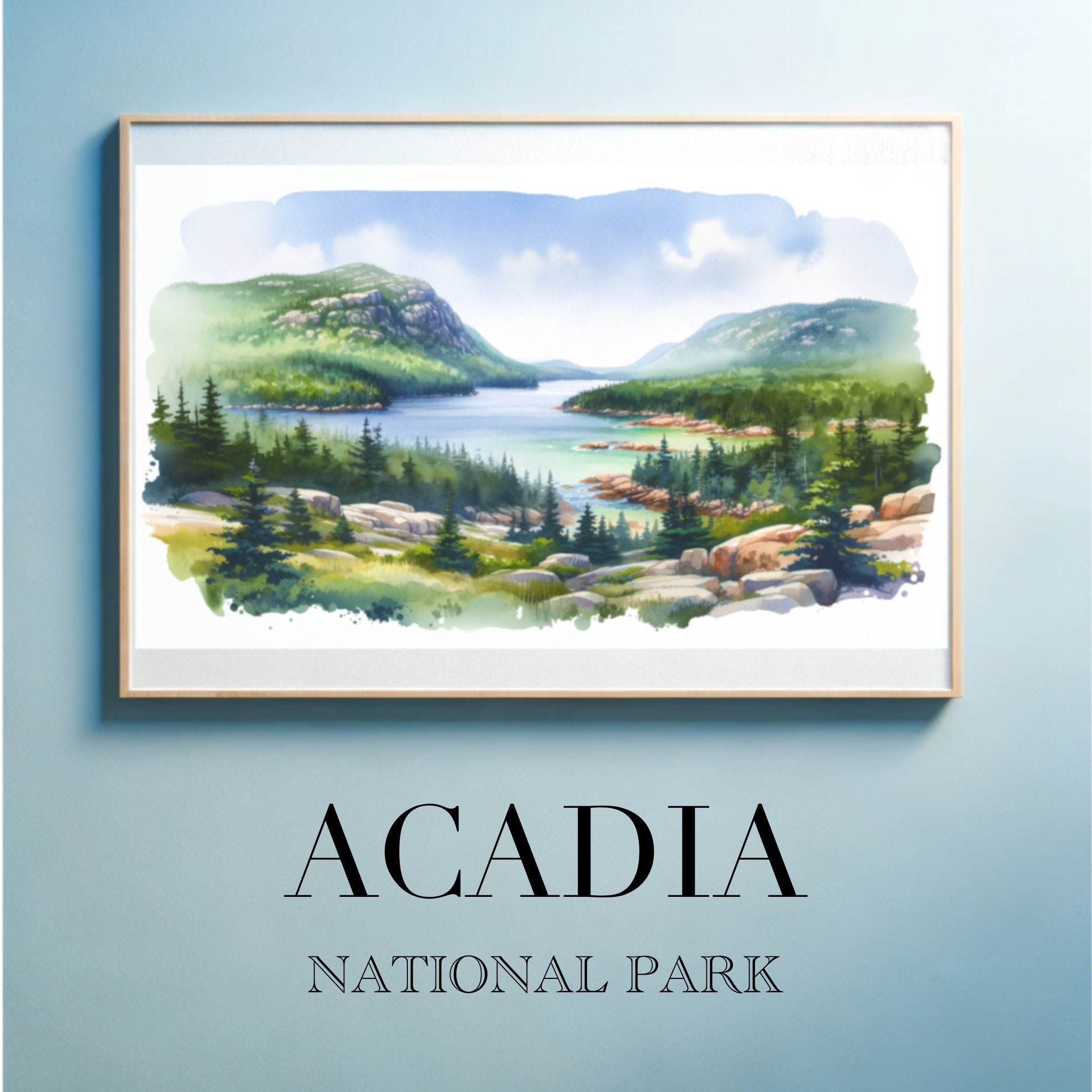 Acadia National Park Inspired Digital Print Download, Watercolor Art ...