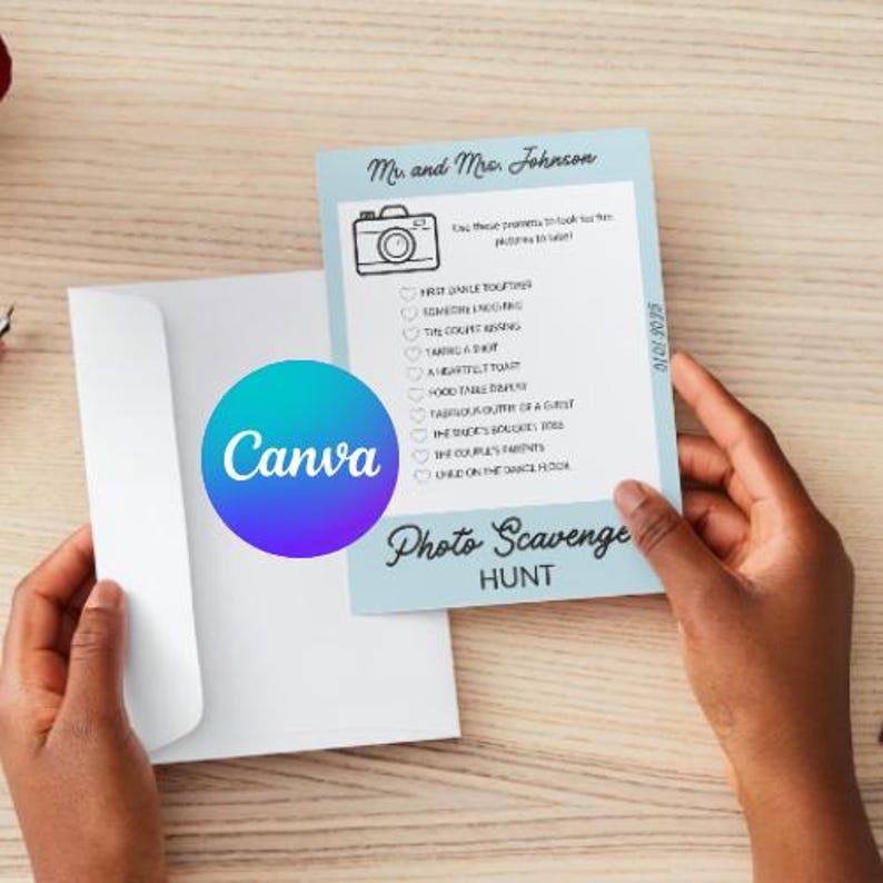 Editable Wedding Photo Scavenger Hunt Canva Template, Instant Download ...
