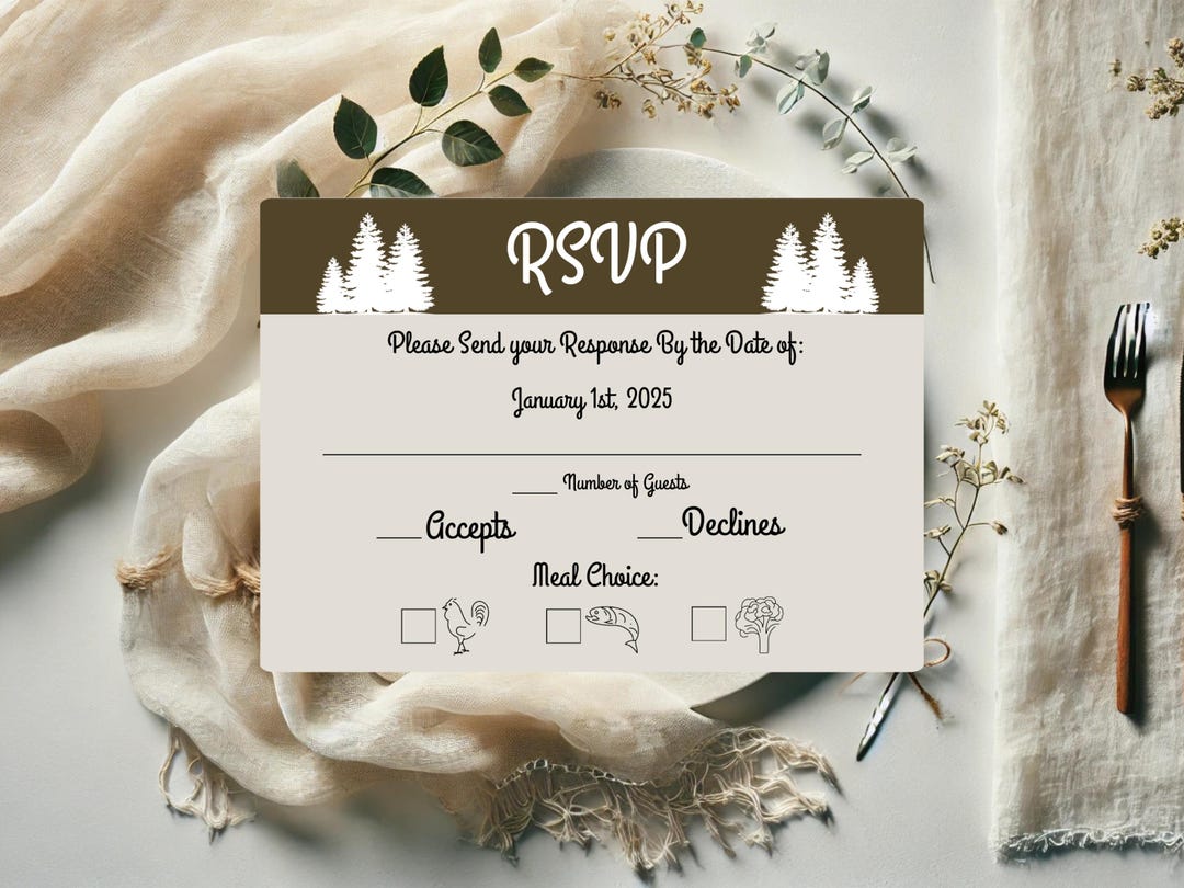 National Park-themed RSVP Canva Template, Rustic Wedding RSVP Design ...