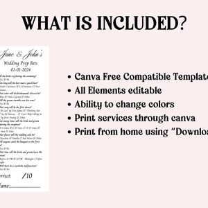 Wedding Prop Bets Template - Editable Canva Design for Fun and Unique ...