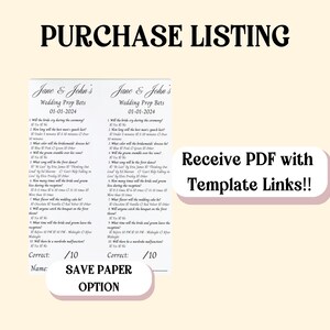 Wedding Prop Bets Template - Editable Canva Design for Fun and Unique ...