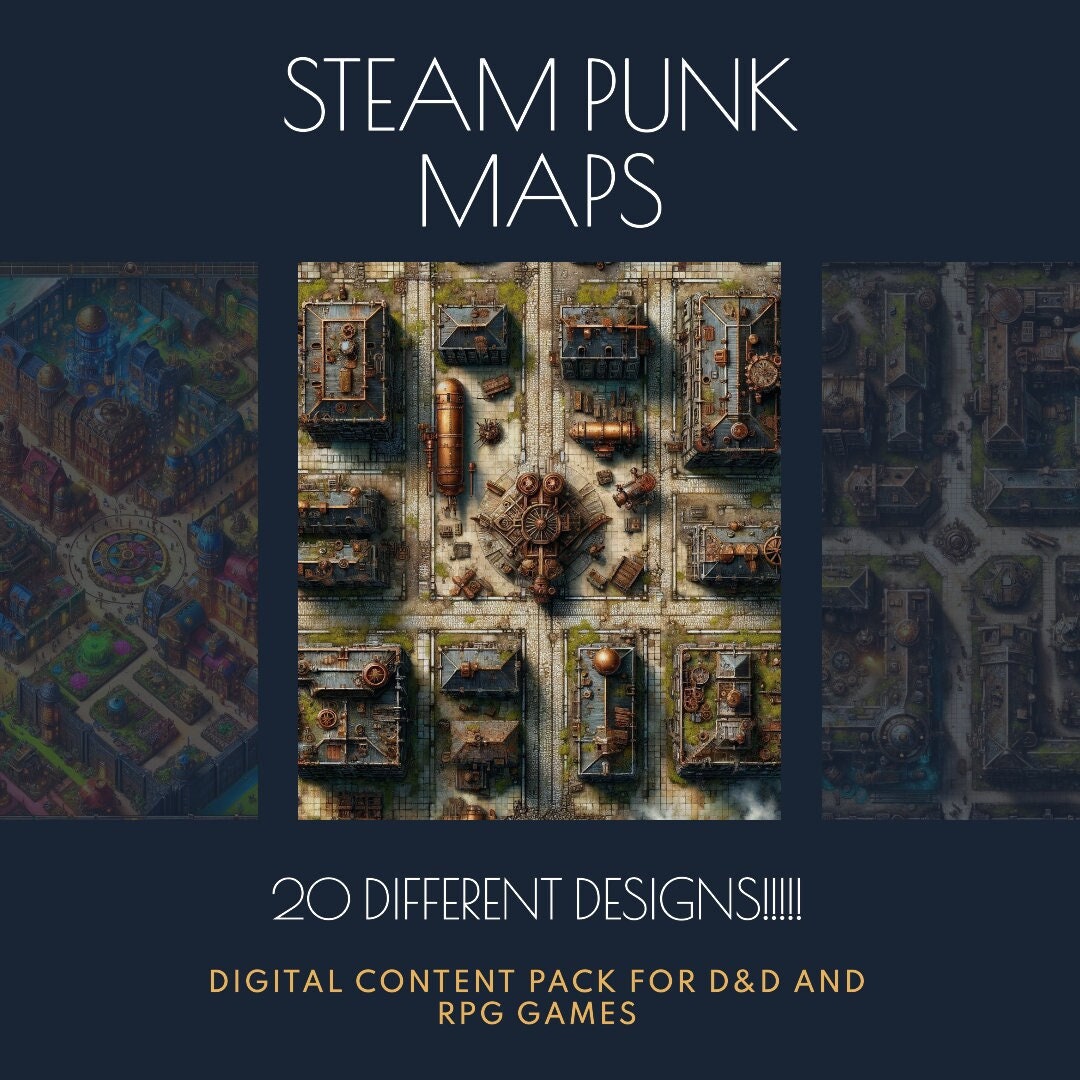 Digital Steam Punk Maps for Table Top RPG Gaming Accessory, Fantasy ...