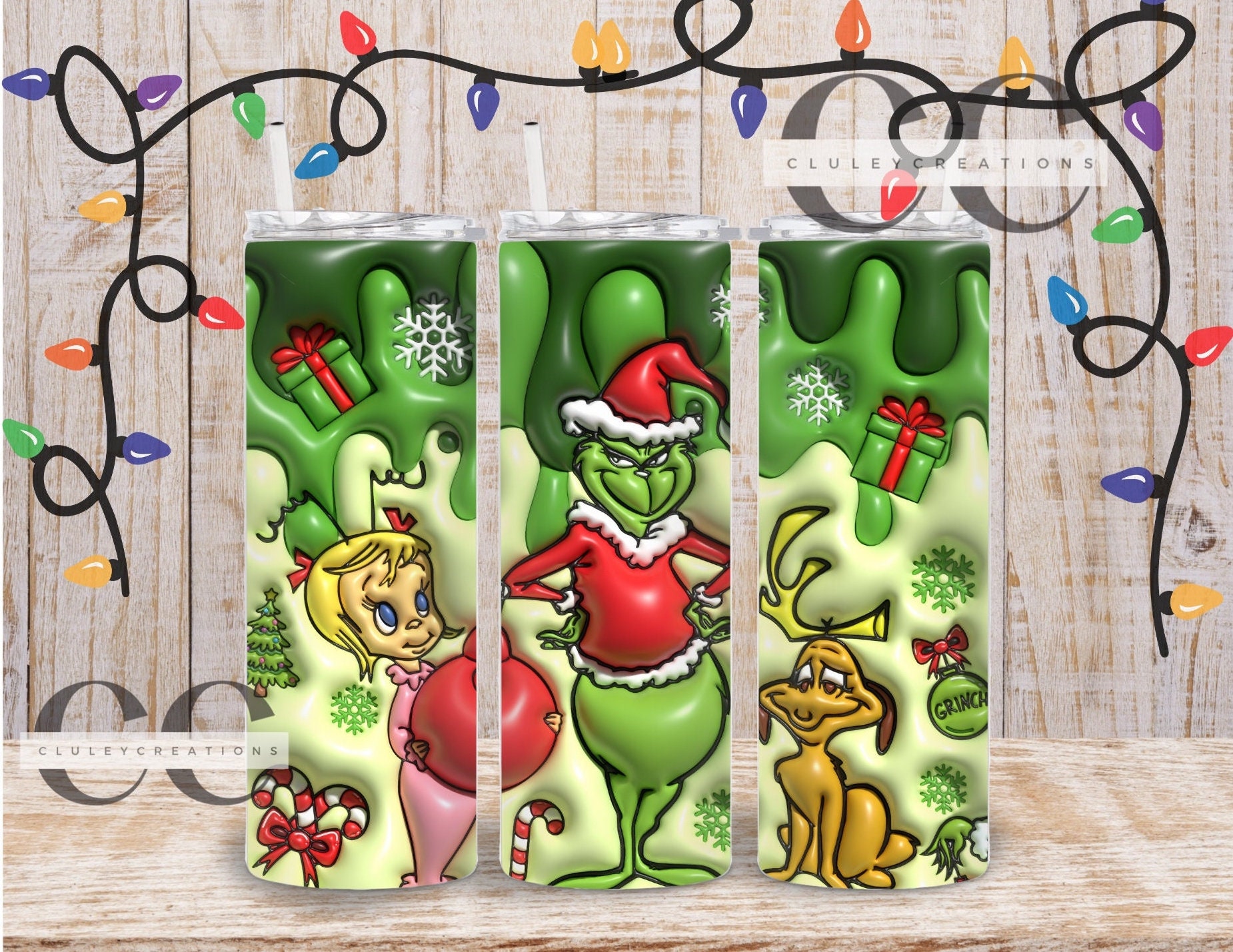 X-mas Grinchy 3D Sublimation Tumbler, , 3D Effect, X-mas Cup, Hot Cocoa ...
