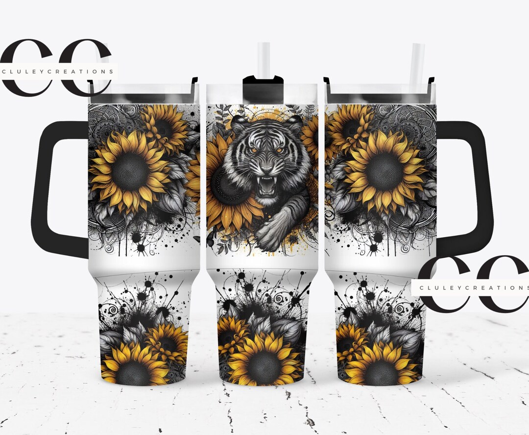 Stanley Dup 40oz Tumbler, Sublimation Design Dup, Tiger and Sunflower ...