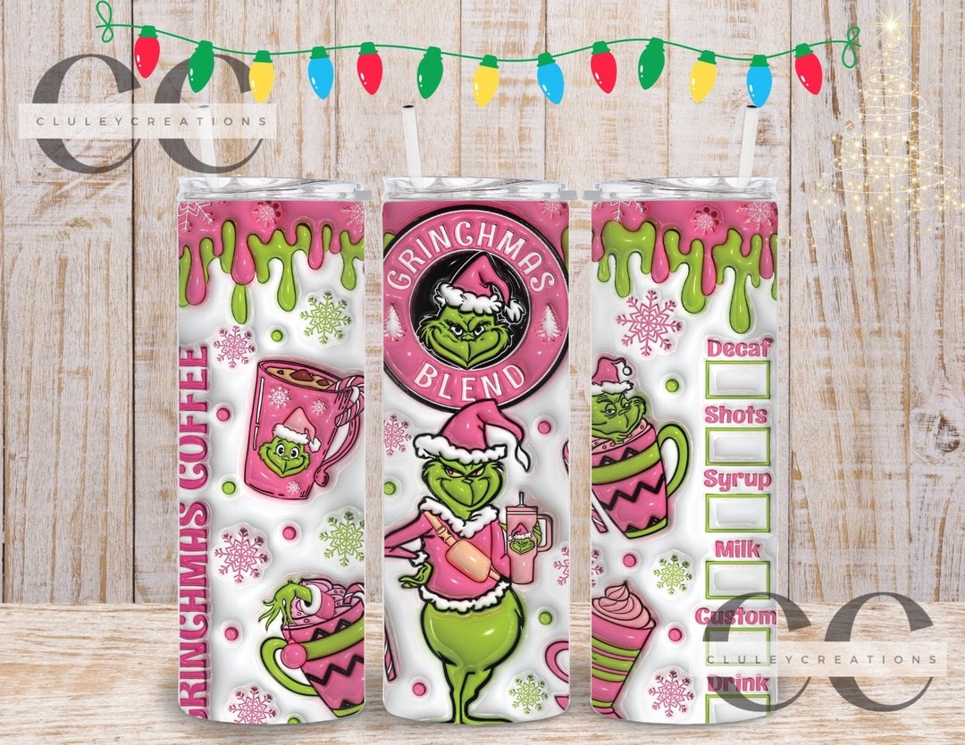 X-mas Coffee Grinchy 3D Sublimation Tumbler, , 3D Effect, X-mas Cup ...