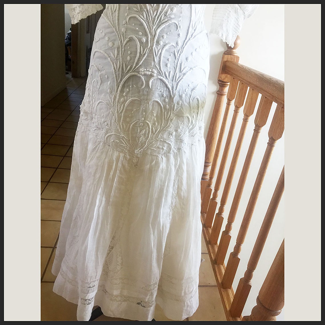 Antique Handmade Edwardian Batiste Cotton and Lace Full Length Dress - Etsy