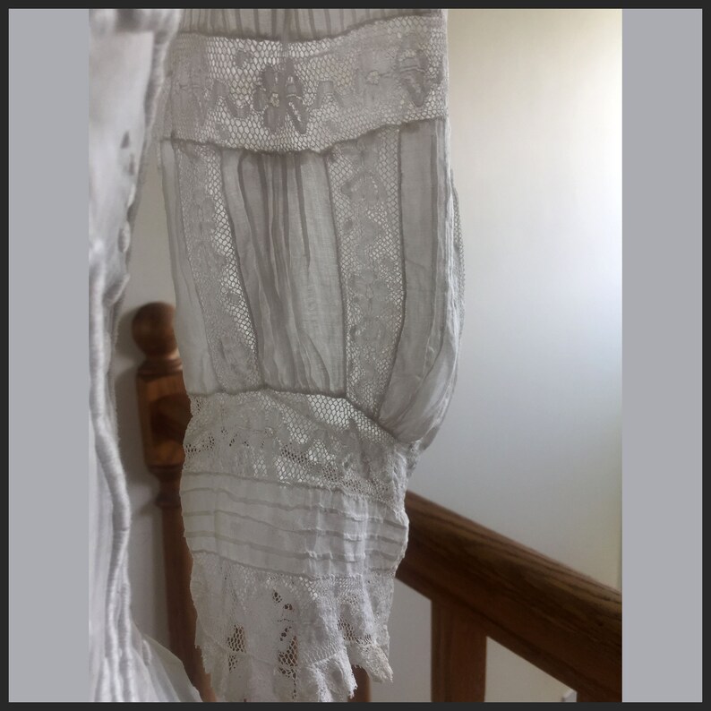 Antique Handmade Edwardian Batiste Cotton and Lace Full Length Dress - Etsy