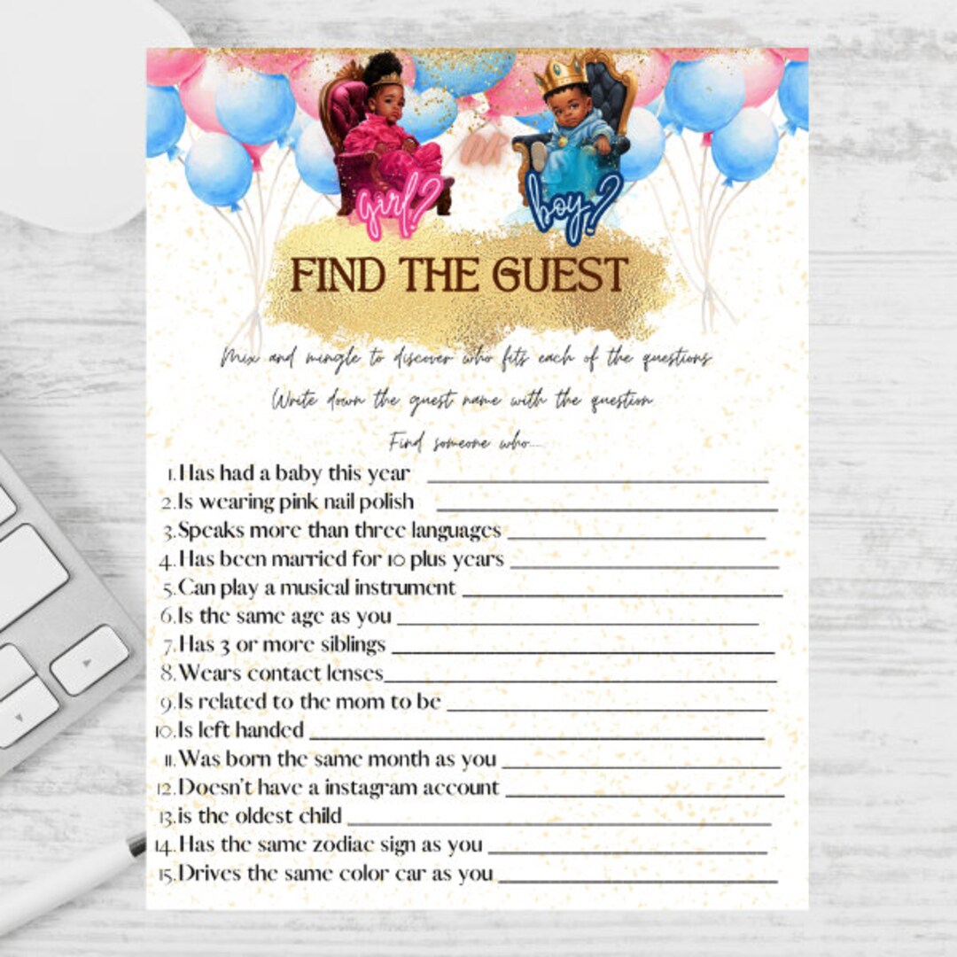 Find the Guest Gender Reveal Game - Etsy