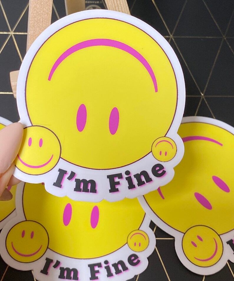 Happy Face Sticker Friends Sticker Im Fine Sticker Retro Stickers Smile ...