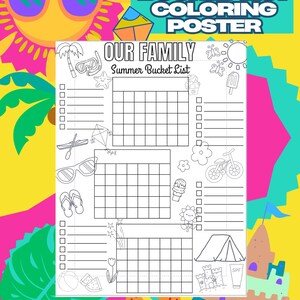 Family Summer Fun Bucket List Printable Poster 18x24” PDF With ...