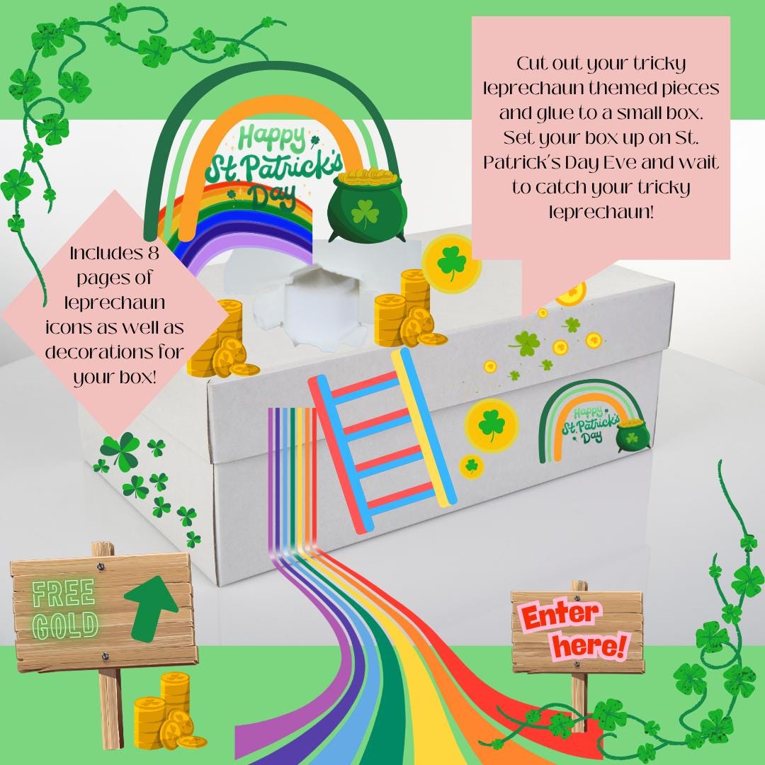Tricky Leprechaun Trap Box - St. Patrick’s Day Printable Icons | 8-page ...
