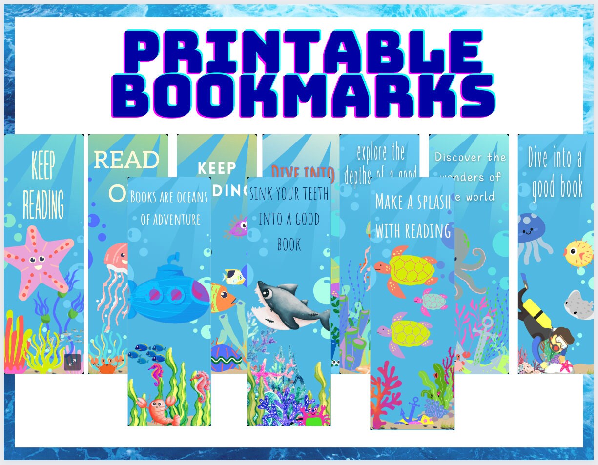 Reading | Under Sea Friends Bookmark | Digital Print | Printable ...