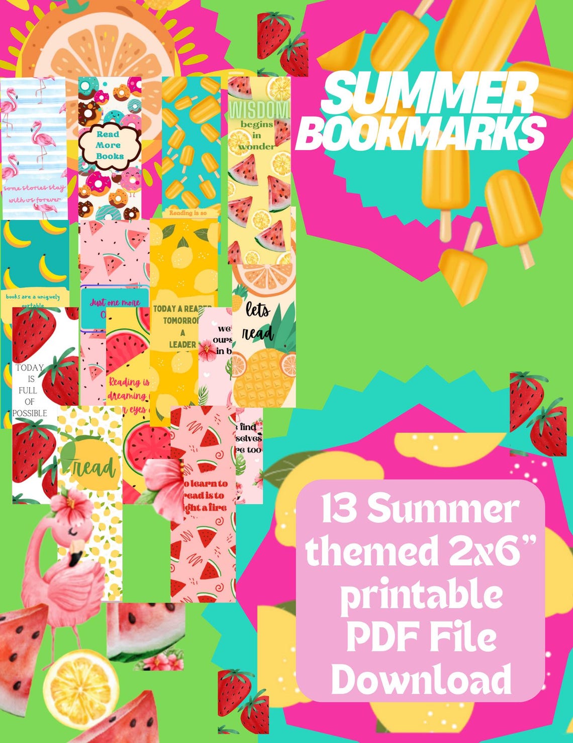 Summer Time Summer Reading Printable Bookmarks - Etsy