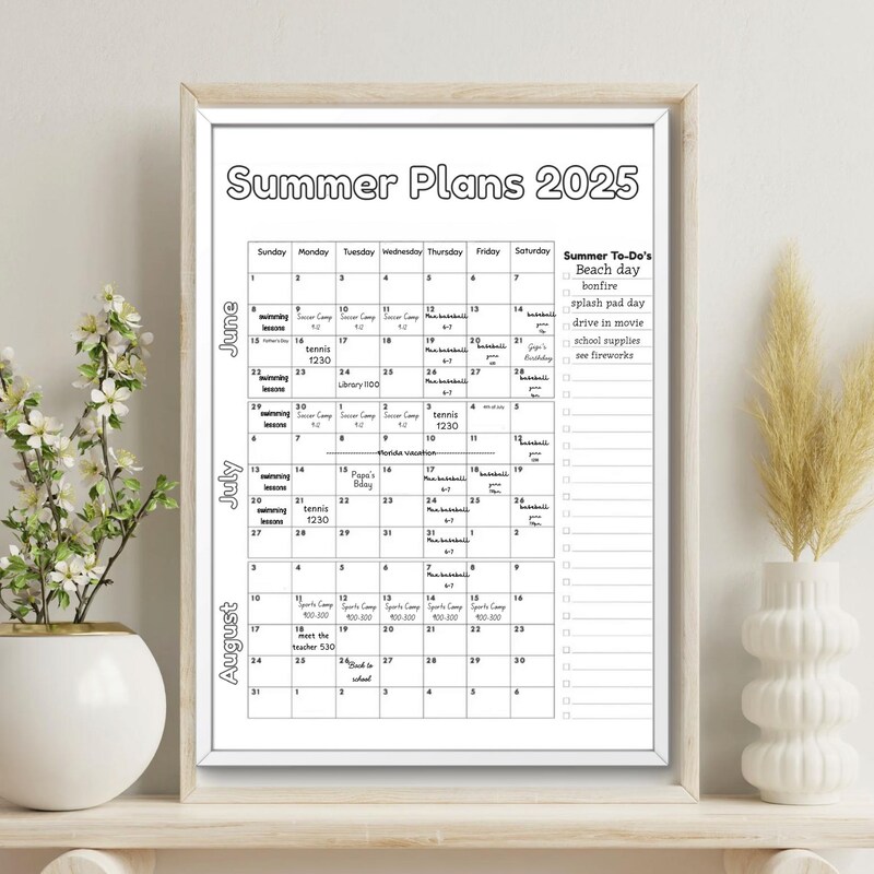 Summer Calendar - Etsy