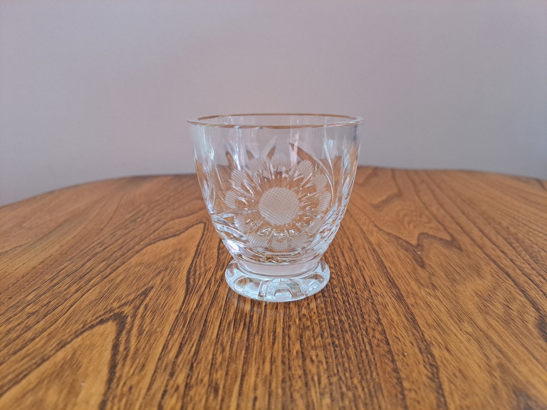 Vintage Etched Cut Glass Flowers Cup - Etsy