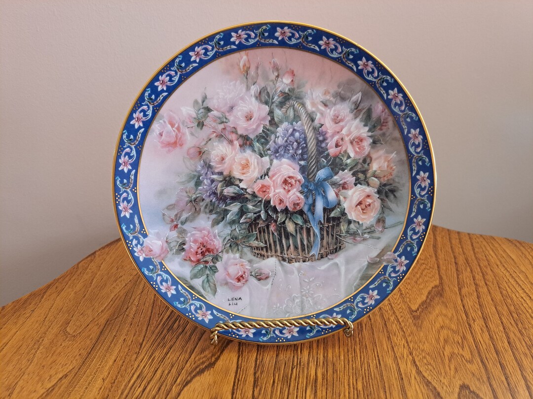 Vintage Roses Lena Liu Basket Bouquet Collector's Plate - Etsy