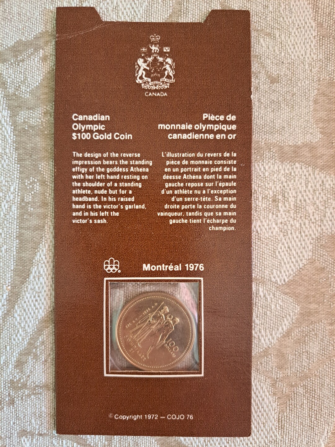 14K Gold 100 Dollar Vintage Olympic Coin 1976 Canada 1/4 Oz - Etsy