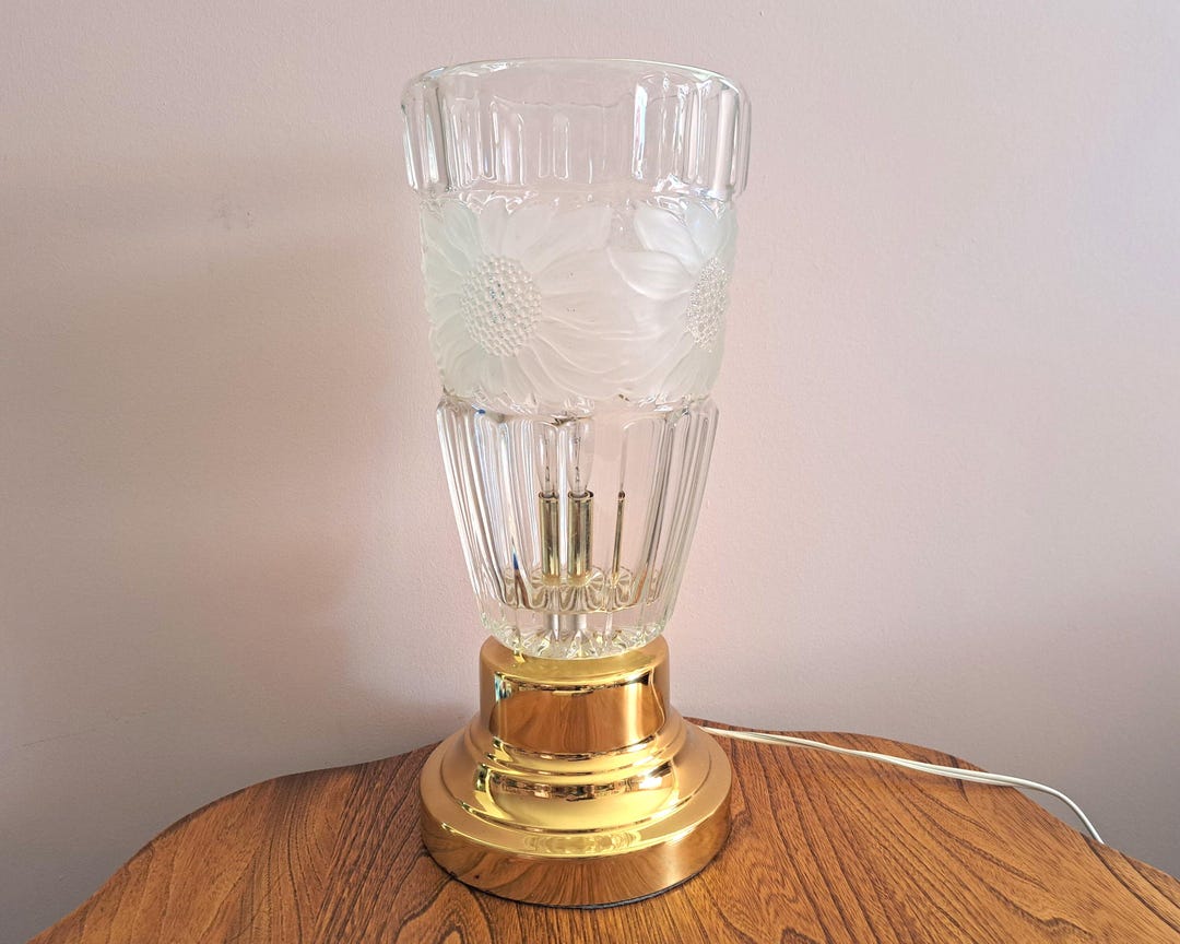 Vintage Crystal Torchiere Table Lamp - Etsy