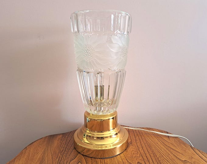 Vintage Crystal / Brass Accent Lamp, Torchiere up Light, Boudoir Accent ...