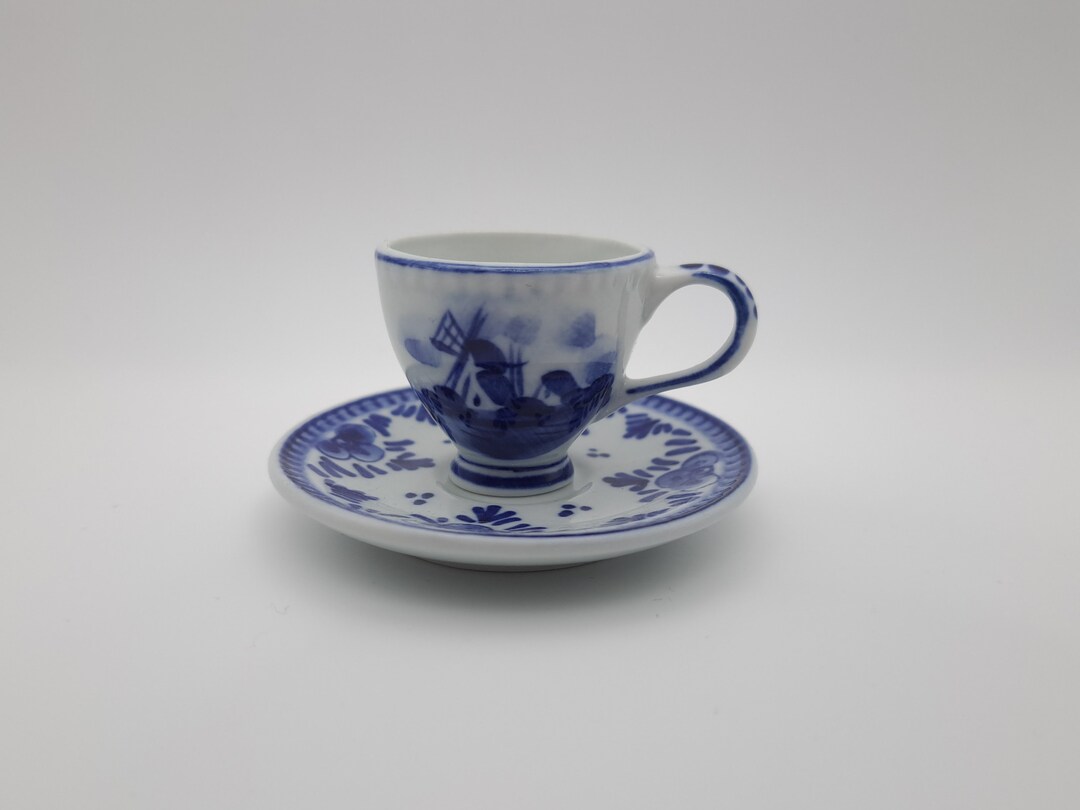 Delft Blue 687 Vintage Mini Tea Cup & Saucer Set - Etsy