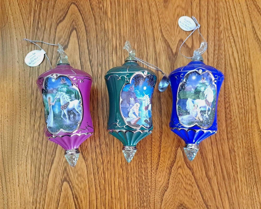 Vintage Joyce Patti Moonlit Trail Porcelain Unicorn Ornaments Set of 3 ...