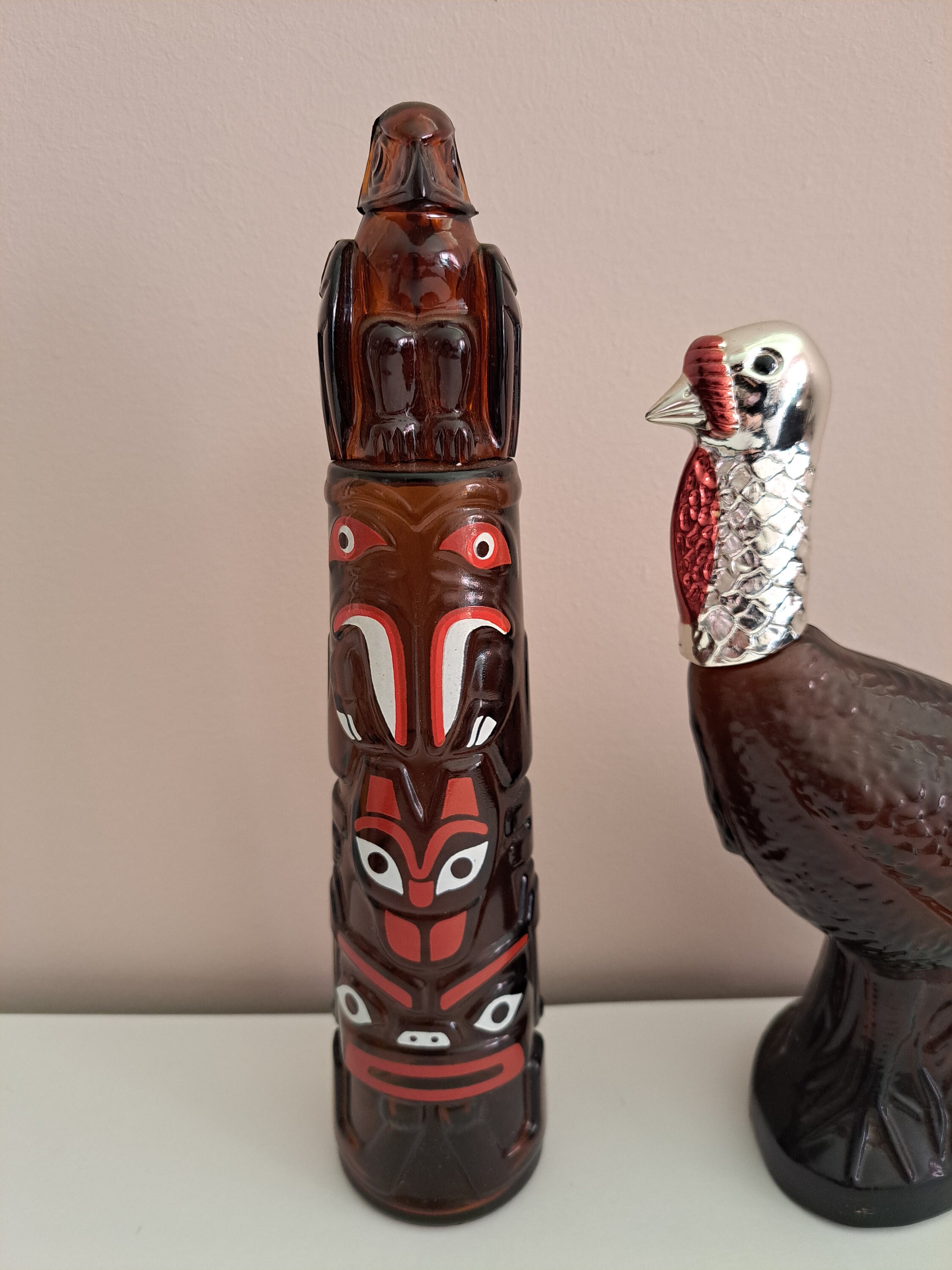Avon Amber Glass Totem Pole & Wild Turkey Vintage Bottles Decanters - Etsy