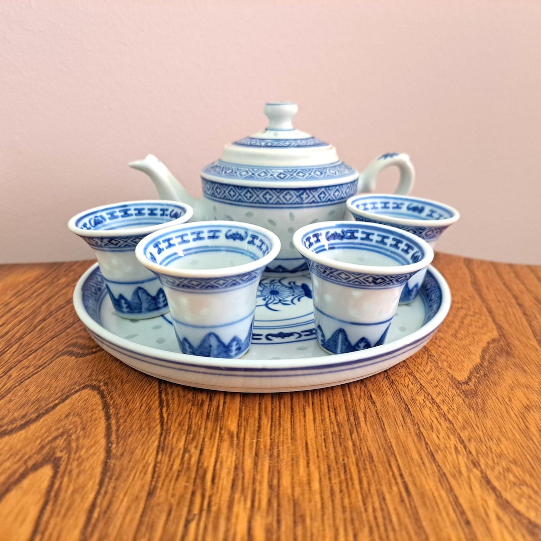 Chinese Rice Ware Vintage Porcelain Tea Set - Etsy