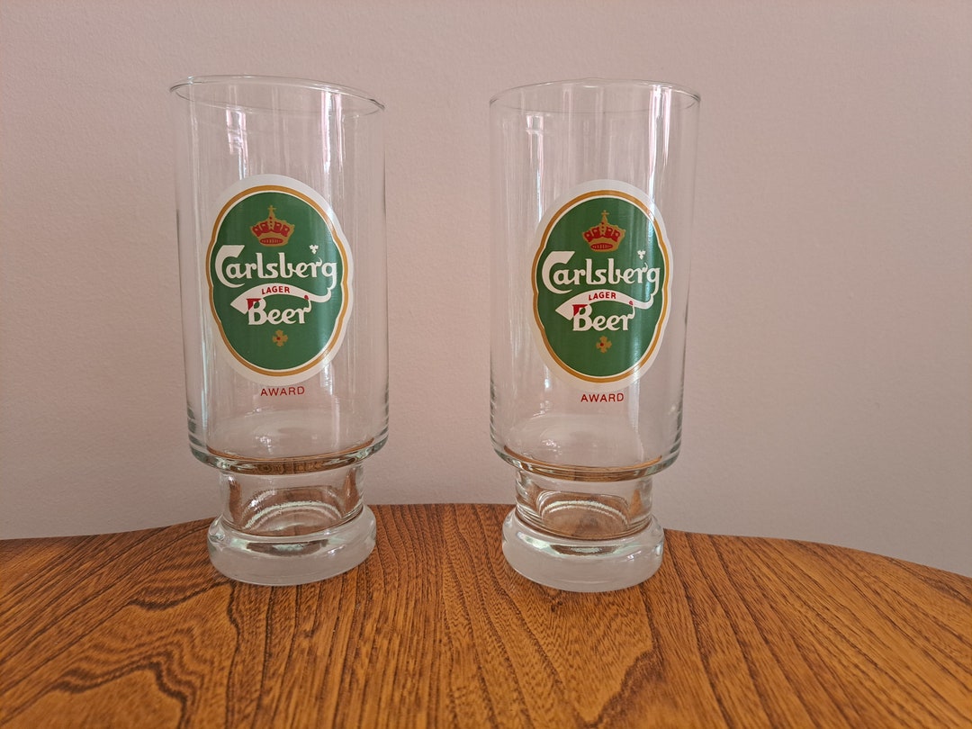 Vintage Carlsberg Lager Footed Ale Beer Drinking Glasses Set of 2 - Etsy