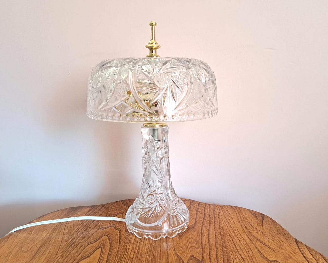 Vintage Pinwheel Cut Heavy Crystal Lamp - Etsy