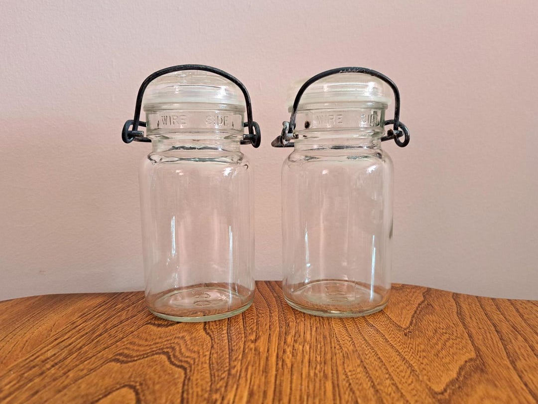 Two Vintage 1780 Glass Wire Locking Lid Storage Canning Jars - Etsy