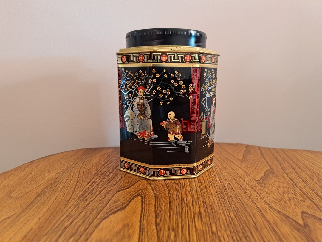 Vintage Octagon Tin Black Biscuit Collectible England - Etsy