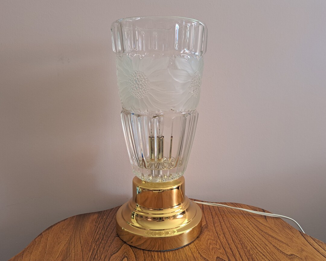 Vintage Crystal Torchiere Table Lamp - Etsy