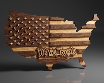 USA Wavy Map Flag Mix CNC Files for Wood, 3D STL Model - Etsy