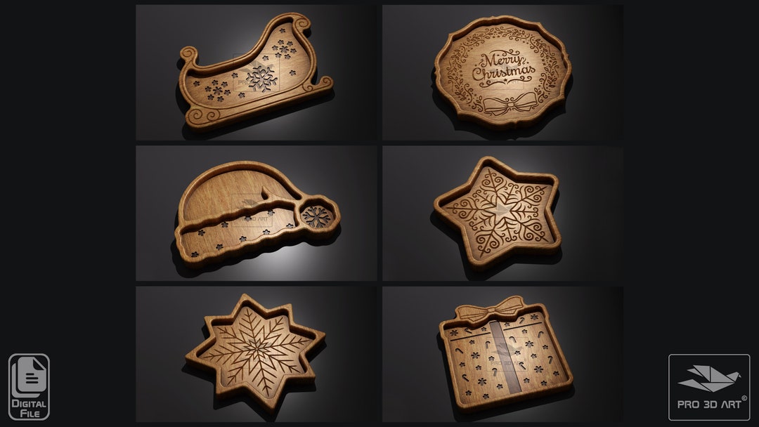 Christmas Trays Pack 3 - CNC Files for Wood (svg, Dxf, Eps, Ai, Pdf) - Etsy
